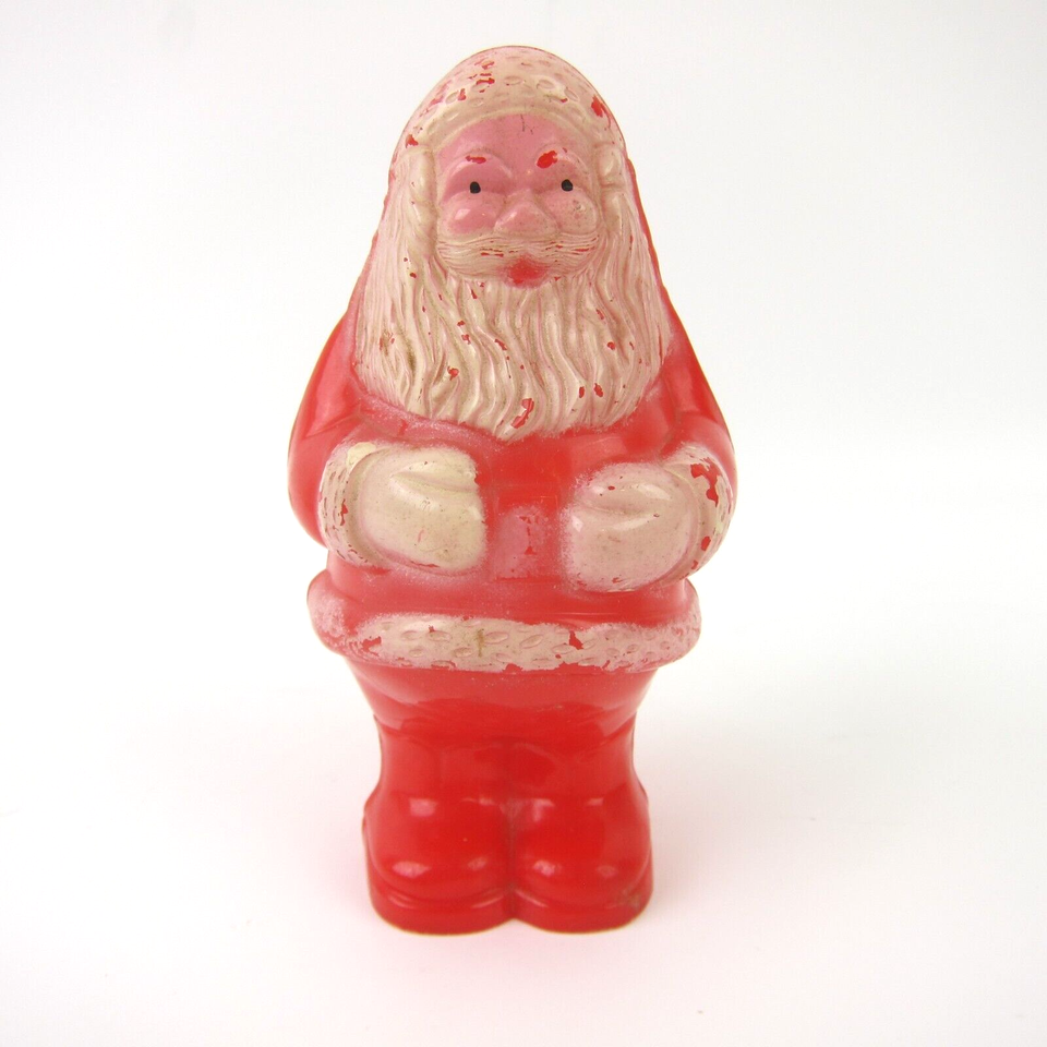 Vintage Hard Plastic Santa Claus Rattle Red White Beard Gloves ...