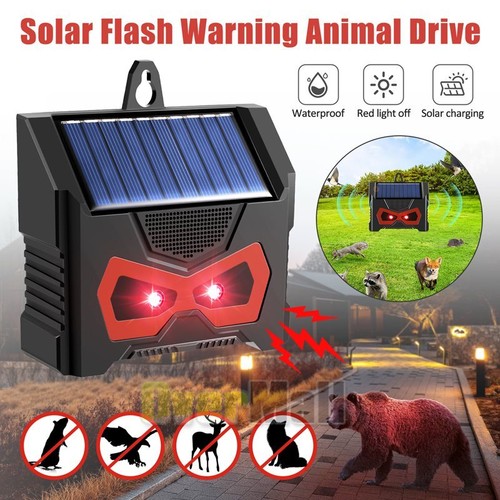 Animal Repeller Solar Power Ultrasonic Outdoor Pest Mice Snake Deer ...