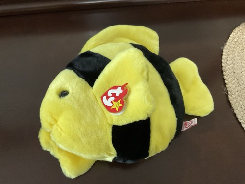 TY BEANIE BUDDY PLUSH BUBBLES 1998 THE YELLOW FISH Rare Extra Tags 11 ...