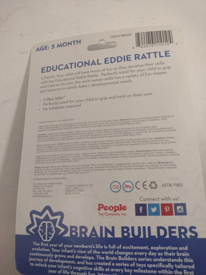 People Brain Builders: Eddie Rattle Educational Age 5 Months | eBay