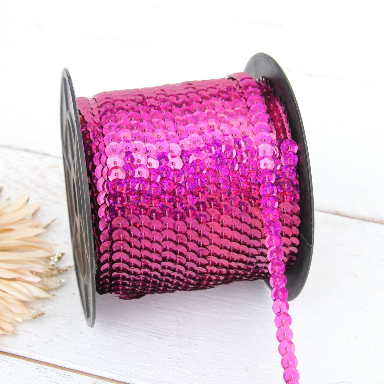 6MM SEQUIN STRING - BIG 80 YD ROLLS - 17 COLORS - SOLID & HOLOGRAPHIC ...