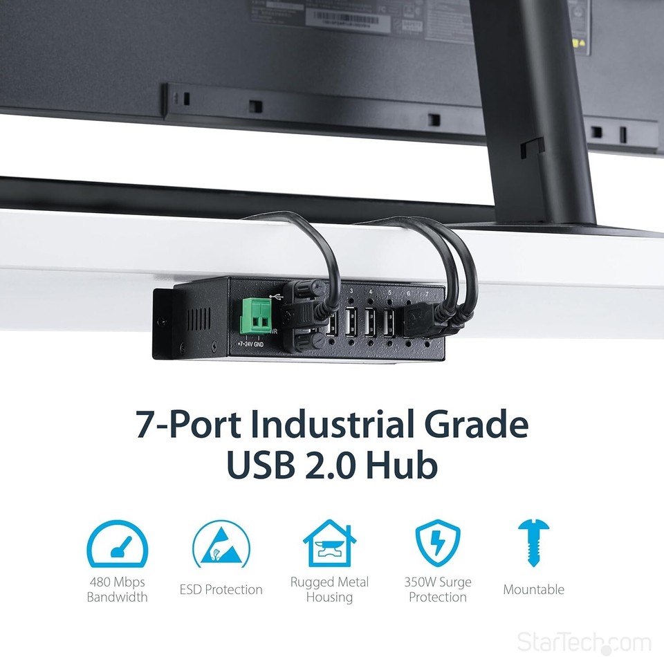 Startech.Com ST7200USBM Mountable Rugged Industrial 7 Port Usb Hub | eBay