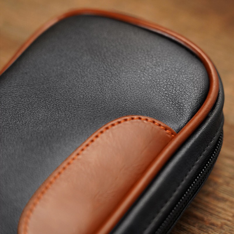 Men Leather Tobacco Smoking Pipe Case/Bag Portable Holds 2 Pipes ...