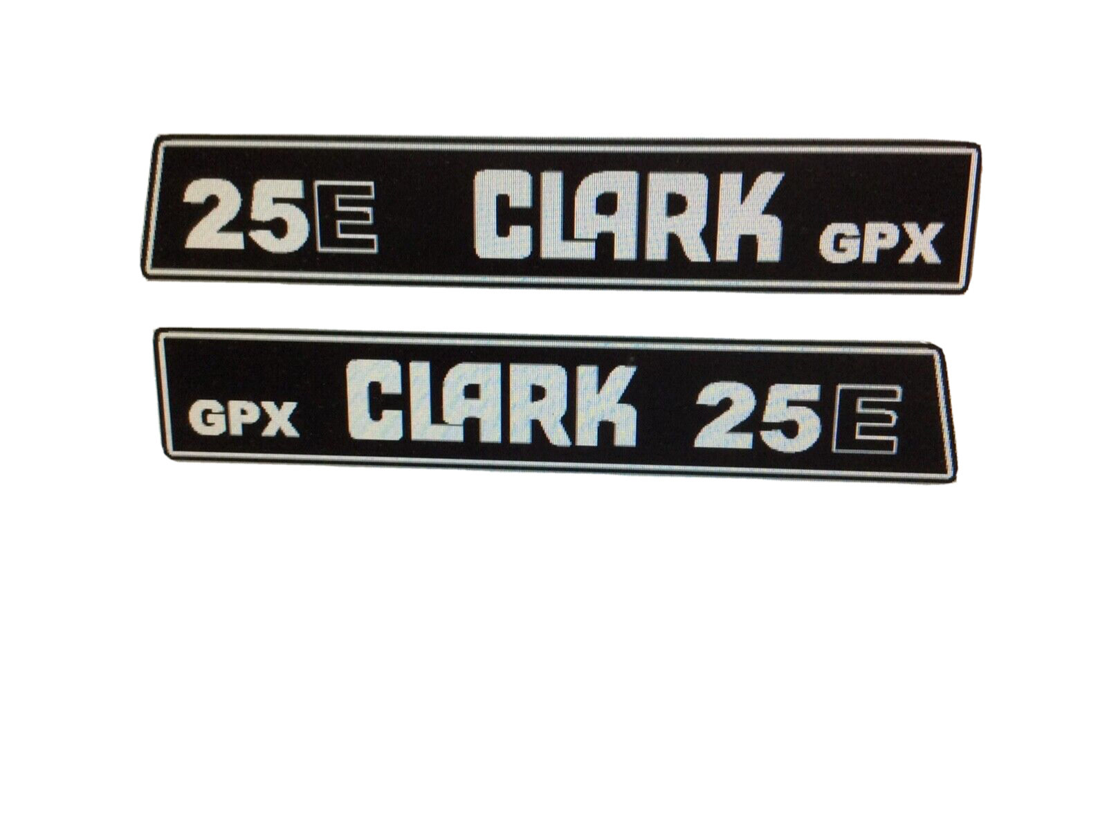 2 Clark 25E GPX Forklift Decals Sticker Kit 29” X 5” Black And 2 White ...