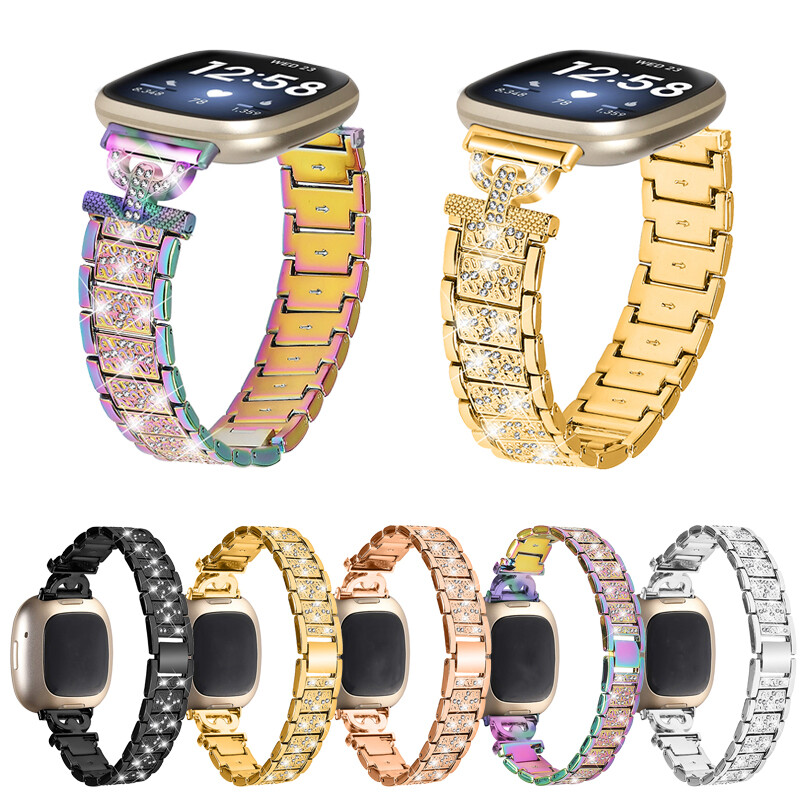 Stylish Bling Bracelet Stainless Steel Band Strap For Fitbit Versa 3/4 ...