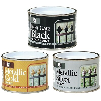 151 Coatings Iron Gate Black Gloss metallic Gold Silver Paint 180ml ...