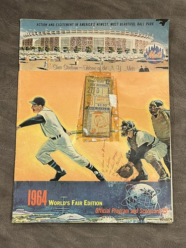 1964 NY Mets Official Program and Scorecard VG w/Ticket Stub Worlds ...