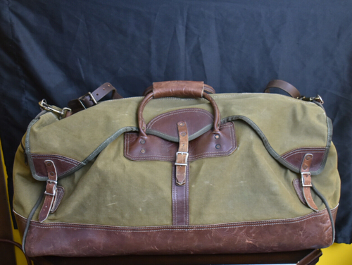 VINTAGE ORVIS OLIVE CANVAS & LEATHER XL HUNTING DUFFLE BAG MADE IN USA ...