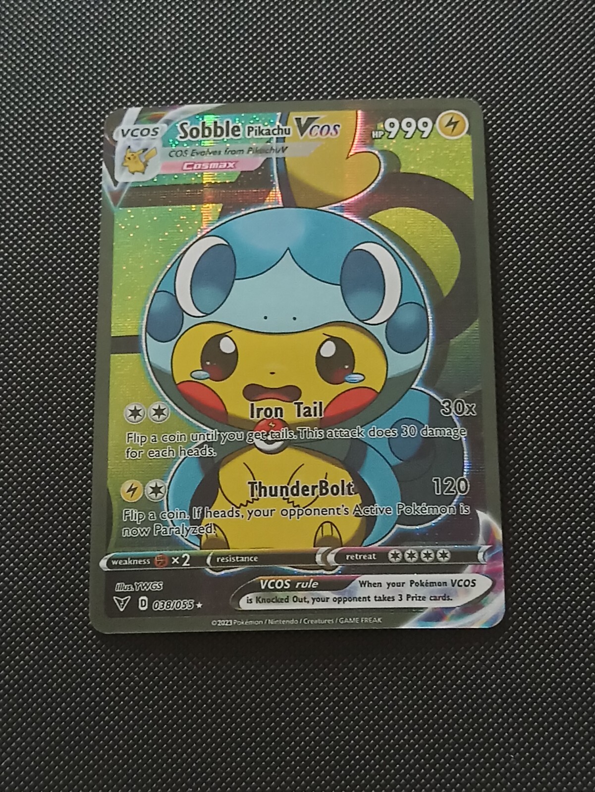PIKACHU POKEMON SOBBLE COSPLAY CARTE CARD NEW HOLO PRISM COLLECTION ...