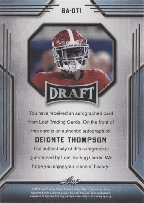 2019 Leaf Draft Deionte Thompson #BA-DT1 for sale | eBay
