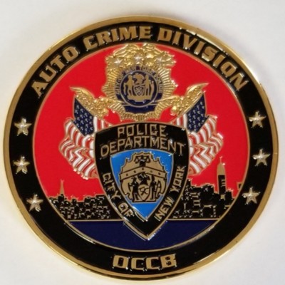 NYPD Auto Crime Division OCCB Organized Crime Control Bureau 1.75" Coin ...