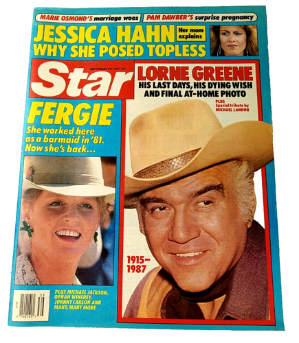 1987 STAR Magazine Tabloid Newspaper Fergie Lorne Green Jessca Hahn 9 ...
