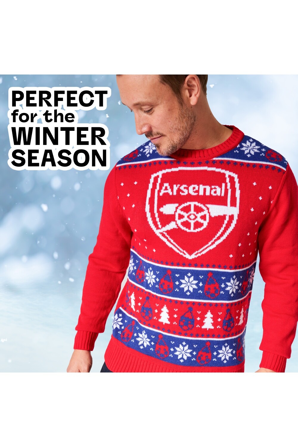 Arsenal Fc Mens Christmas Jumper Crew Neck Long Sleeves Sweater Warm ...