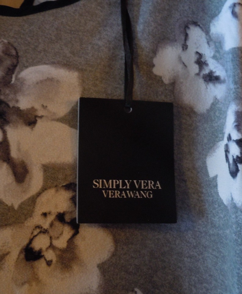 NWT! XL VERA WANG Nightgown/Nightshirt Gray/Black/White Floral Design ...