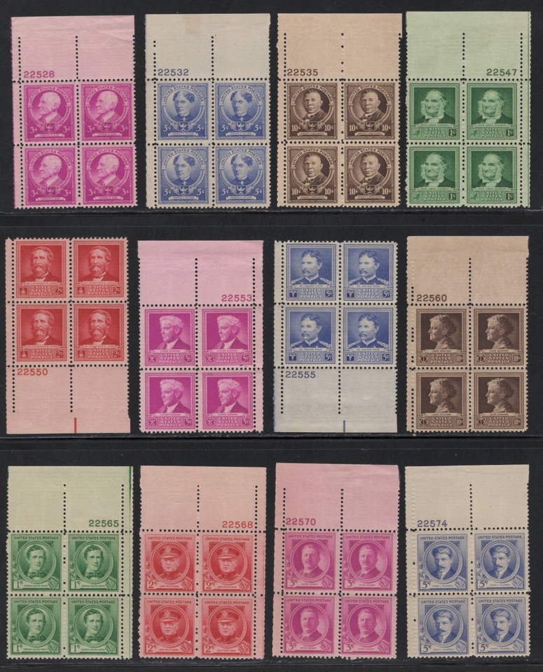 U.S. 859-893 set 35 Famous American Plate Blocks Mint, O.G., NH/Free ...