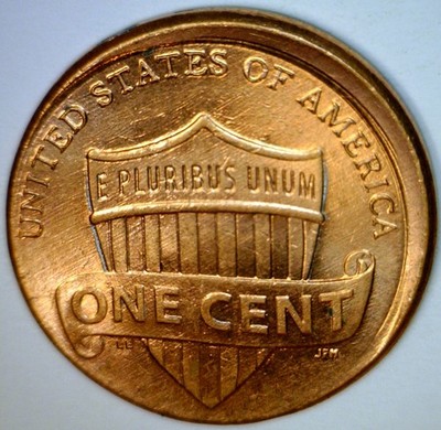 2016 Error OFF CENTER Shield Lincoln Cent Unc. / BU Det. RED O/C Coin ...
