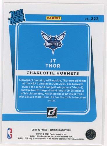 2021-22 Panini Donruss - Rated Rookie Silver Press Proof #222 JT Thor ...