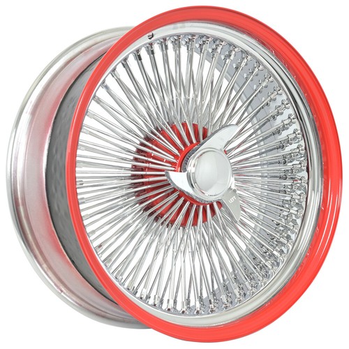 20 22"LA WIRE WHEELS STANDARD 150-SPOKE STRAIGHT LACE CHROME / RED ...