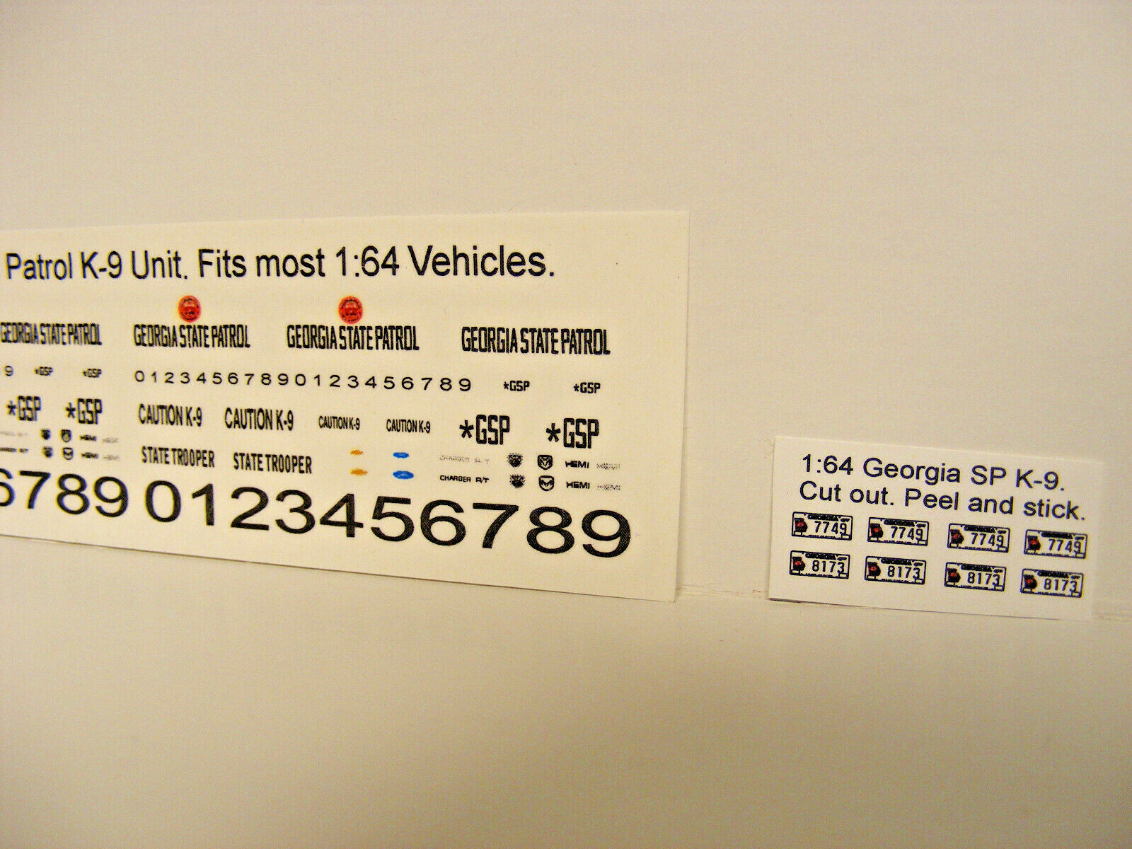 Georgia State Patrol 1/64 Waterslide Black Decals Fits most White 1/64 ...