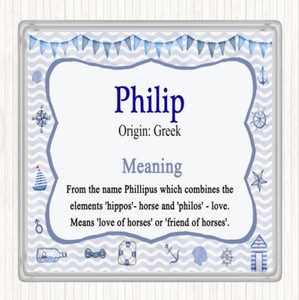 Philip Name Meaning Drinks Mat Coaster Nautical | eBay