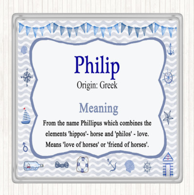 Philip Name Meaning Drinks Mat Coaster Nautical | eBay UK