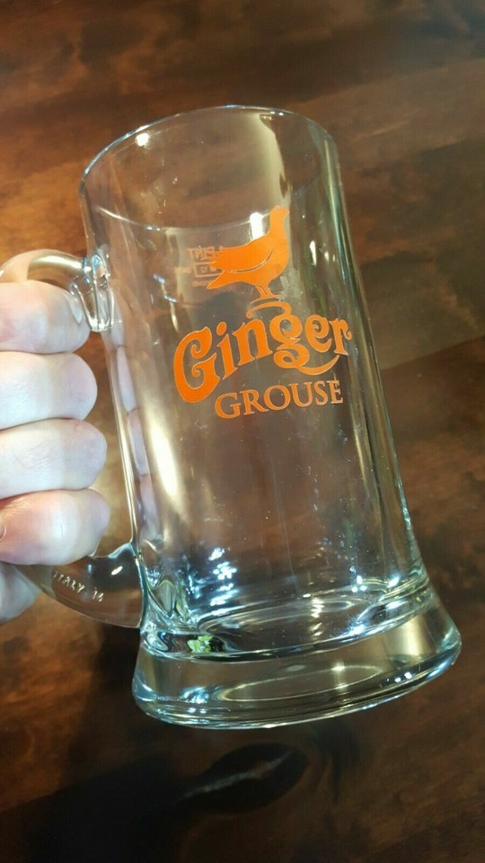 GINGER GROUSE Handled Glass Stein UK Pint Borgonovo Makers Mark Rare ...