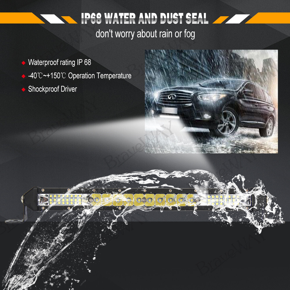 10inch Slim LED Light Bar Spot Flood Combo Work SUV Boat Offroad ...