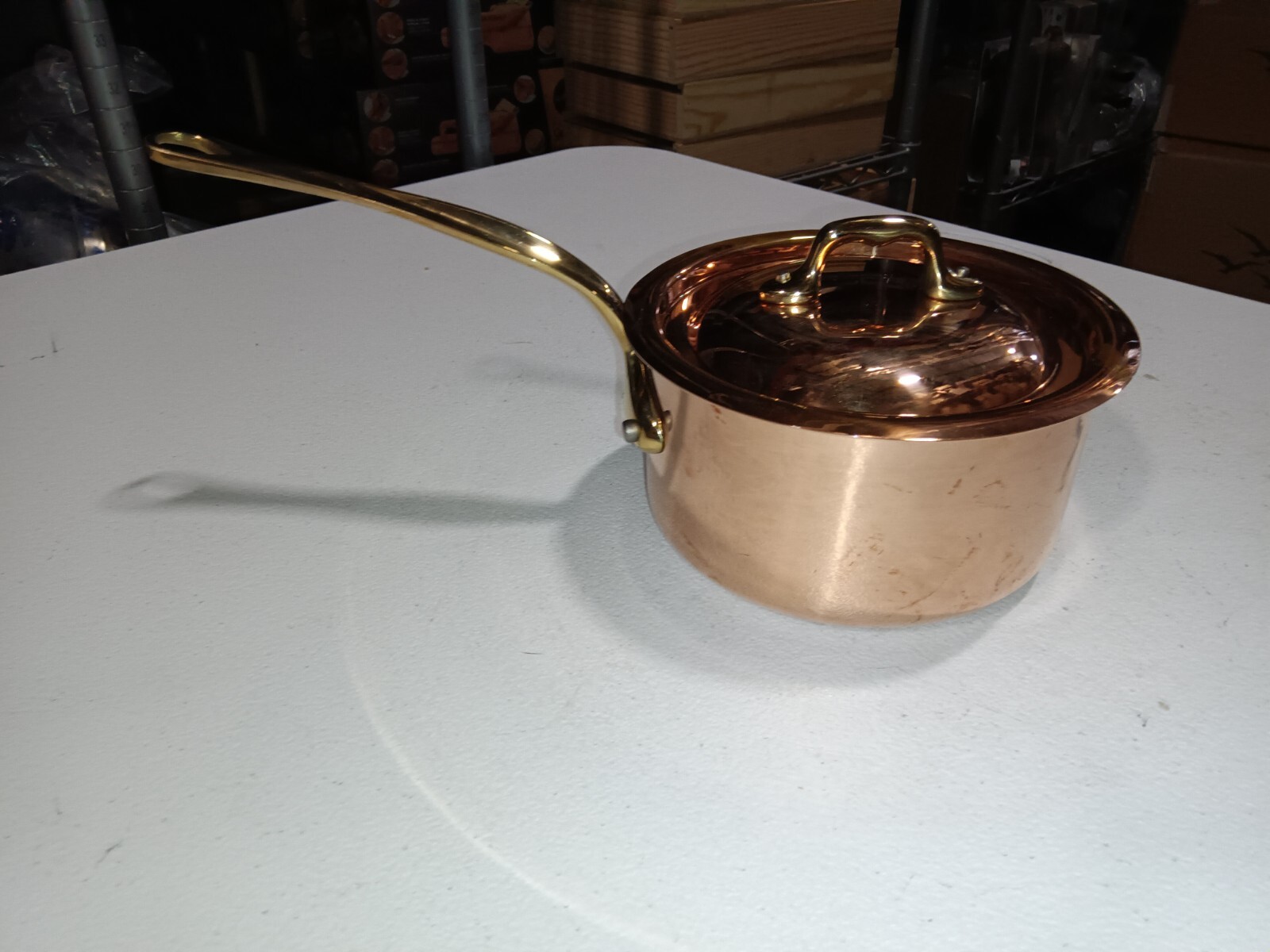 Mauviel M'150B 1.5mm Copper Sauce Pan With Lid & Brass Handles, 1.3-Qt ...
