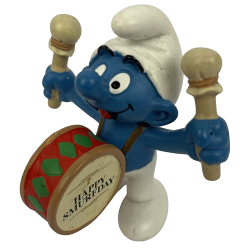 2007 Schleigh Smurfs 20707 Drummer Smurf Happy Smurfday On Drum Germany ...