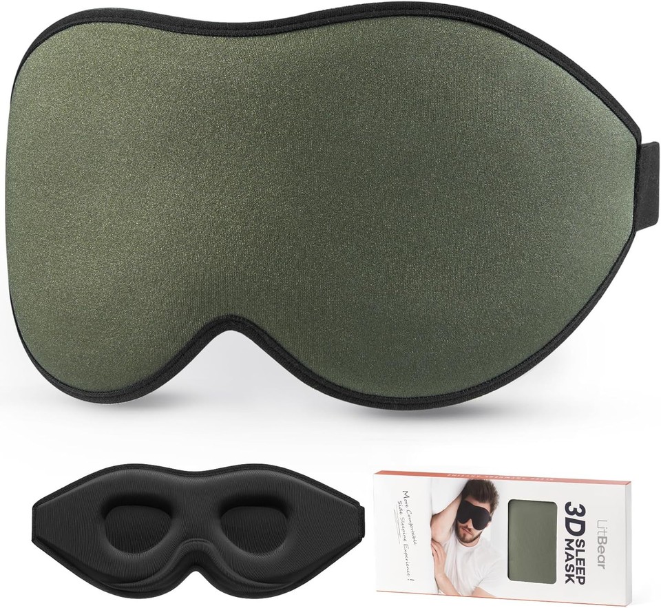 LitBear Sleep Mask for Men Side Sleeper, Sleeping Mask for Women Light ...