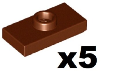 LEGO 5 New Jumper Plates Reddish Brown 1 x 2 with 1 Stud Bottom Stud ...