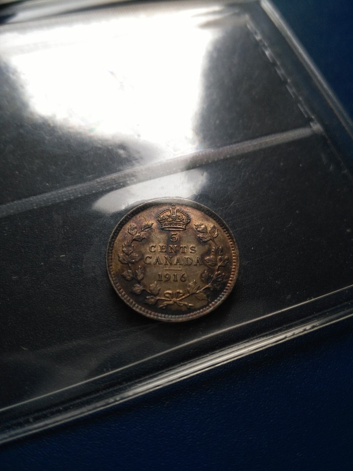 1916 Canadian Silver 5 Cents, ICCS Graded AU-55! | eBay