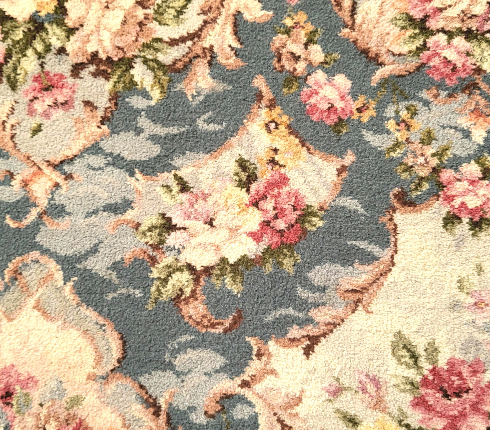 AWESOME Antique Vintage Wool Rug Shabby PINK ROSES Chic BIGELOW STYLE ...