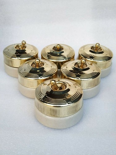 VINTAGE BRASS AND CERAMIC ELECTRIC SWITCH BUTTON STAR DESIGN 1 WAY HOME ...