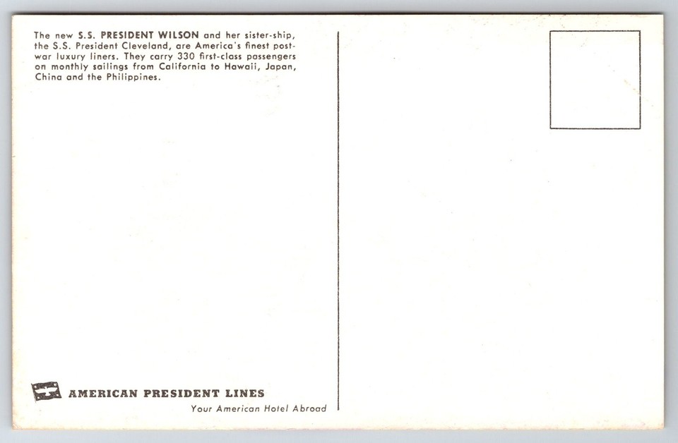 Vintage Postcard SS President Wilson Cruise Liner Ship | eBay