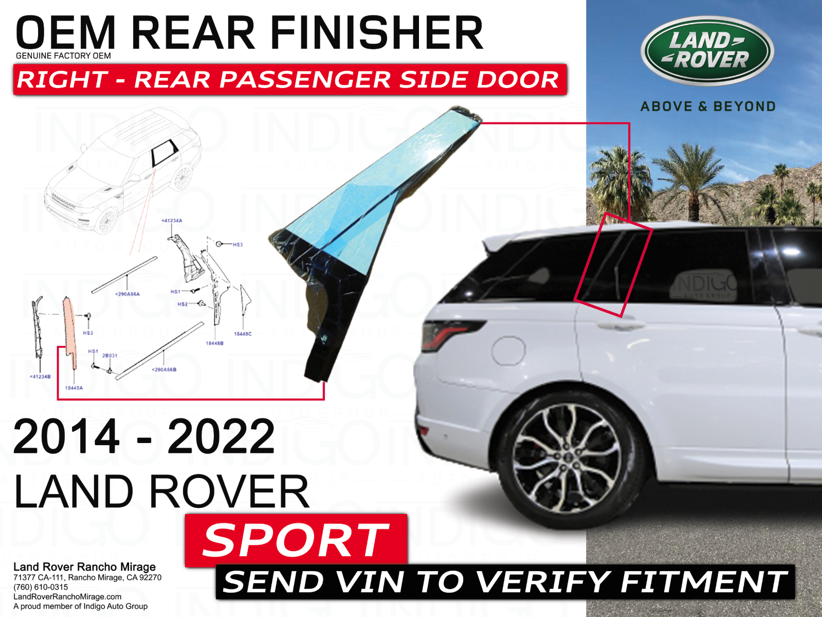 GENUINE LAND ROVER FINISHER REAR DOOR RANGE ROVER SPORT 14 ON RH NEW ...