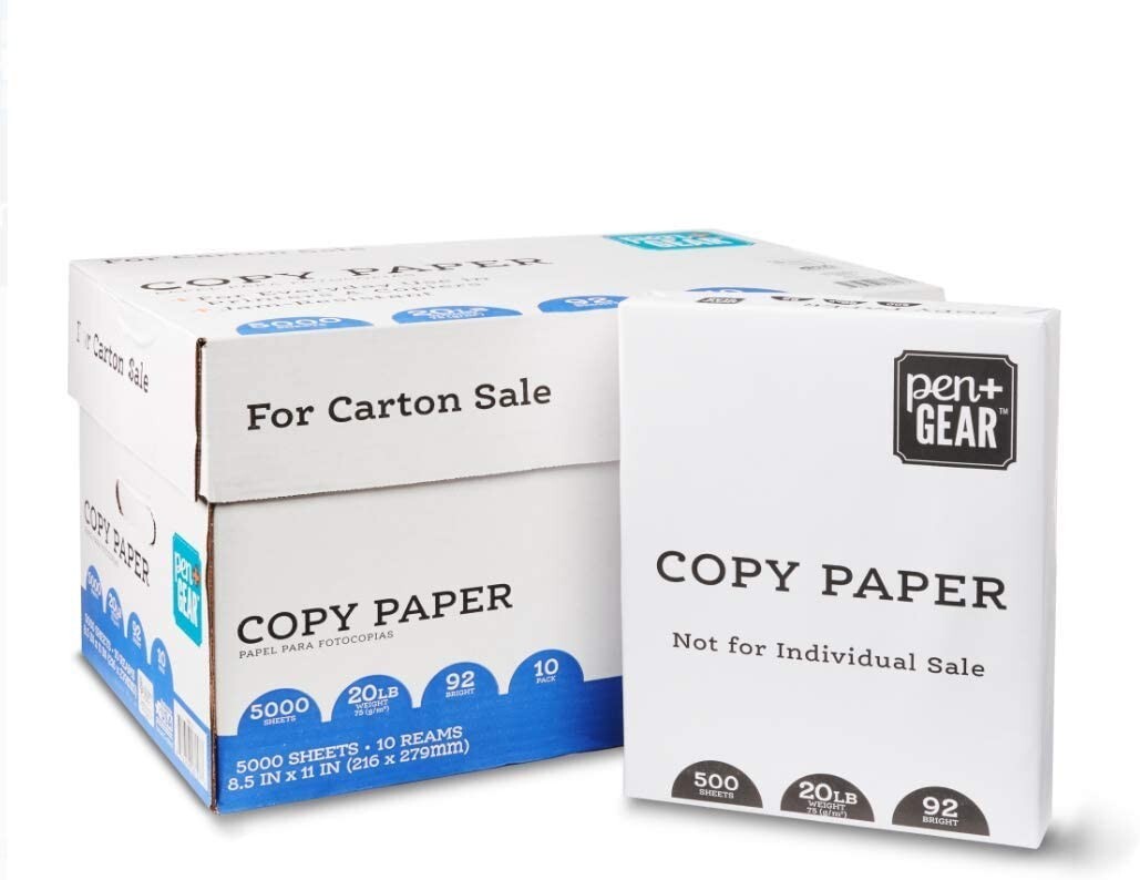 Printer Copy Paper 8.5 x 11 White 10 Reams Case 5000 sheets 92 bright ...