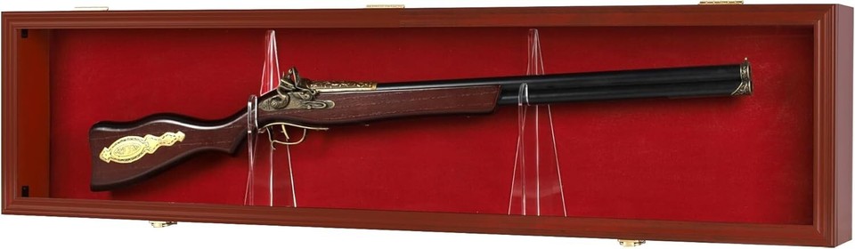 Gun Display Case Rifle 44" Mahogany & RED Wood Shotgun Rack Cabinet ...