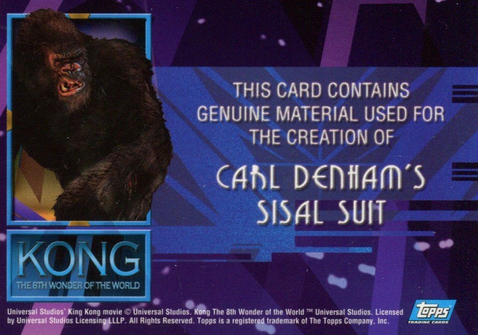 King Kong 8th Wonder of the World Carl Denham's Sisal Suit Relic ...