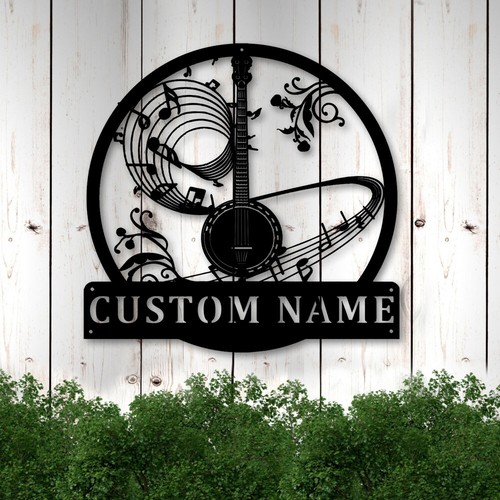Personalized Musical Instrument Metal Signs, Custom Banjo Sign Wall Art ...