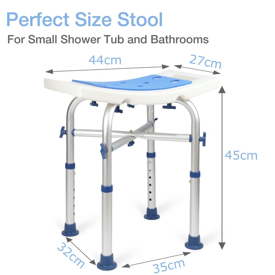 Heavy Duty Shower Stool 500lbs Anti-Slip Adjustable Height Bath Chair ...