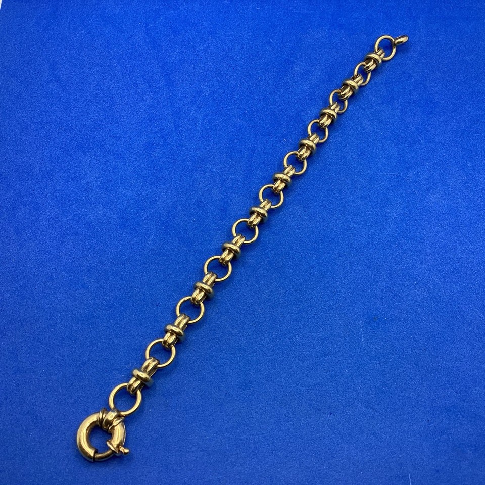 9ct 375 Gold Circle Link Chain Barrel Connector Bracelet | 22.21g CP ...