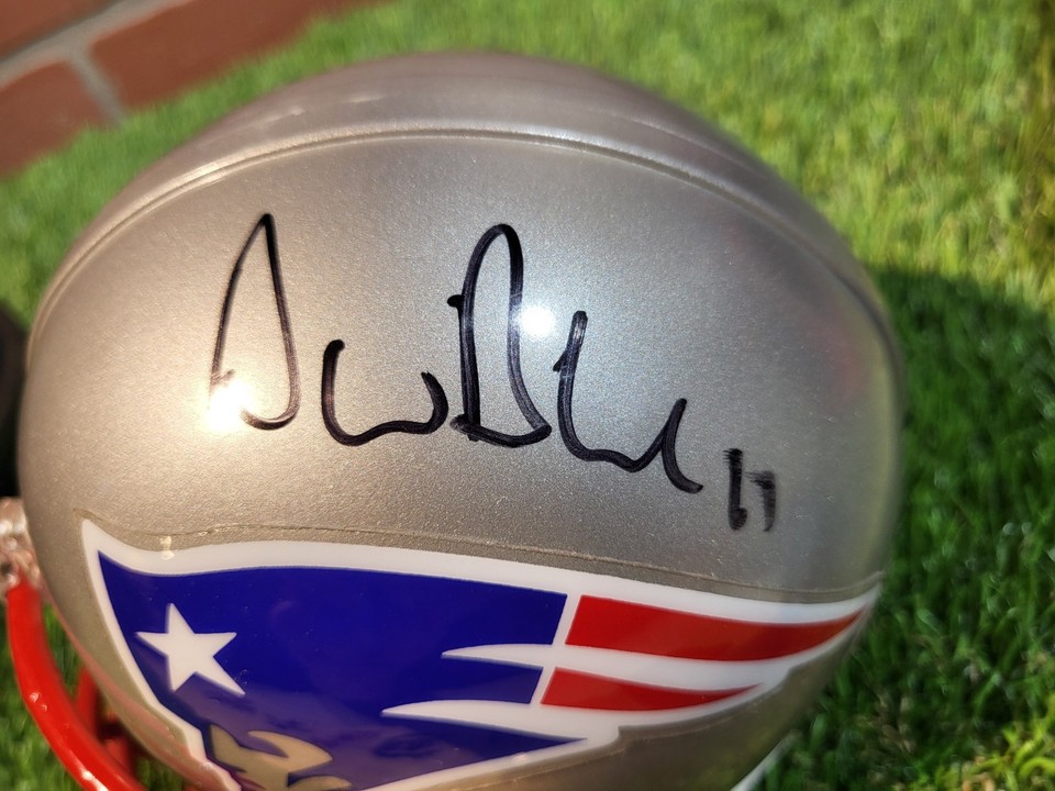 New England Patriots Drew Bledsoe Autographed Custom Riddell Mini ...