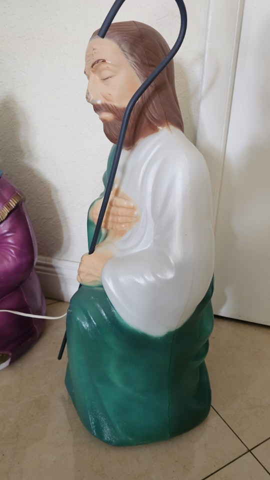 Vintage General Foam Blow Mold Christmas Nativity Shepherd & Staff 28 ...