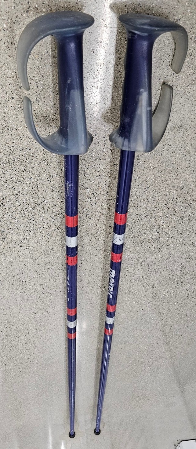 Metric Vintage Blue Alpine Downhill 120 cm Ski Poles Pistol Grip ...