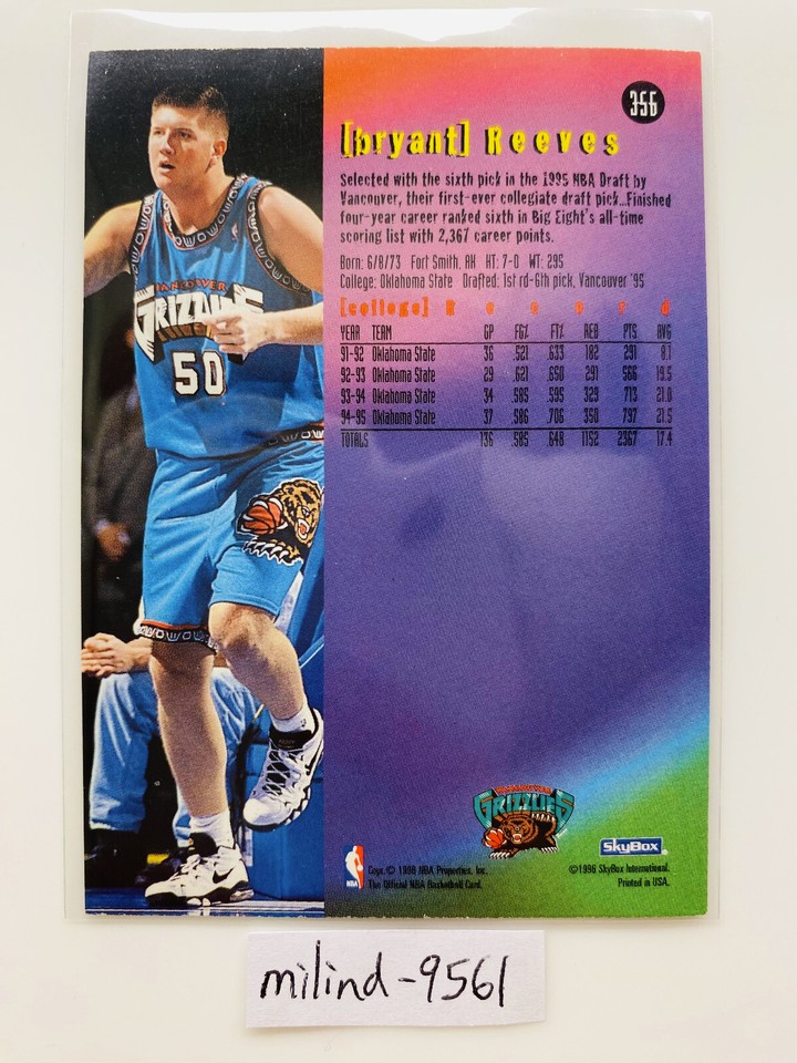 1996-97 SkyBox NBA Hoops BRYANT REEVES - NBA Vancouver Grizzlies Card ...