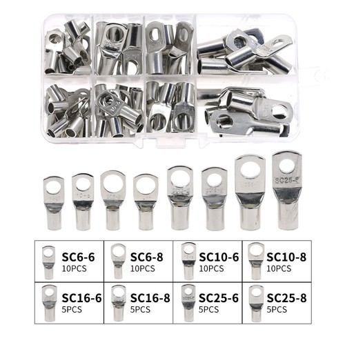Bolt Hole Cable Lugs Battery Terminal Set Wire Connector SC106 SC168 SC258 60Pcs | eBay