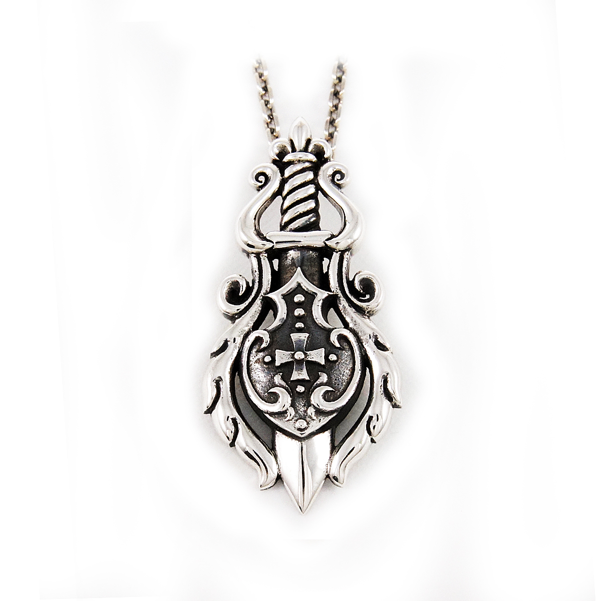 SWORD & MALTESE CROSS 925 STERLING SILVER BIKER GOTHIC ROCKABILLY ...