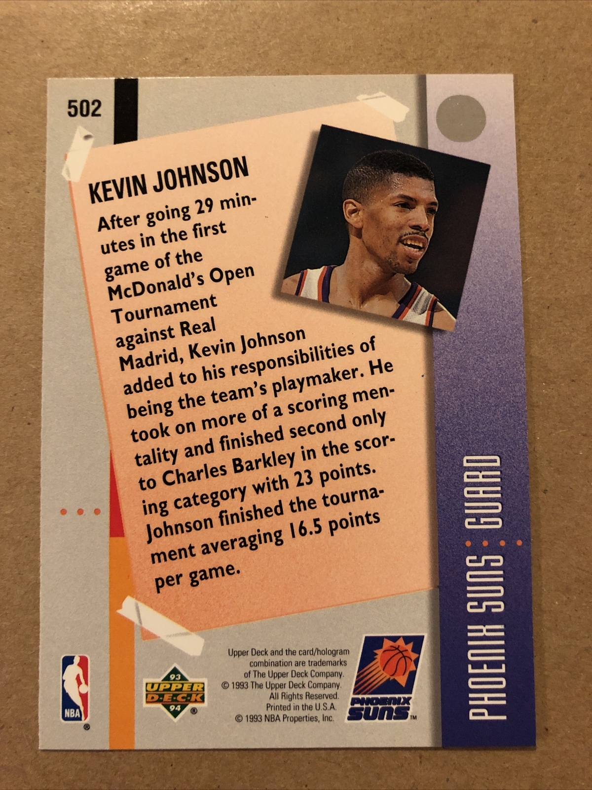 1993-94 Upper Deck #502 Kevin Johnson Basketball Card | eBay
