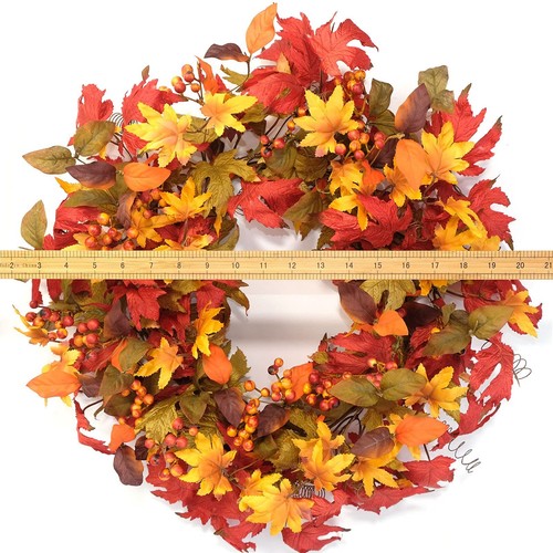 20 Inch Fall Wreath Autumn Wreath for Front Door - Maple Leaves Wreath ...